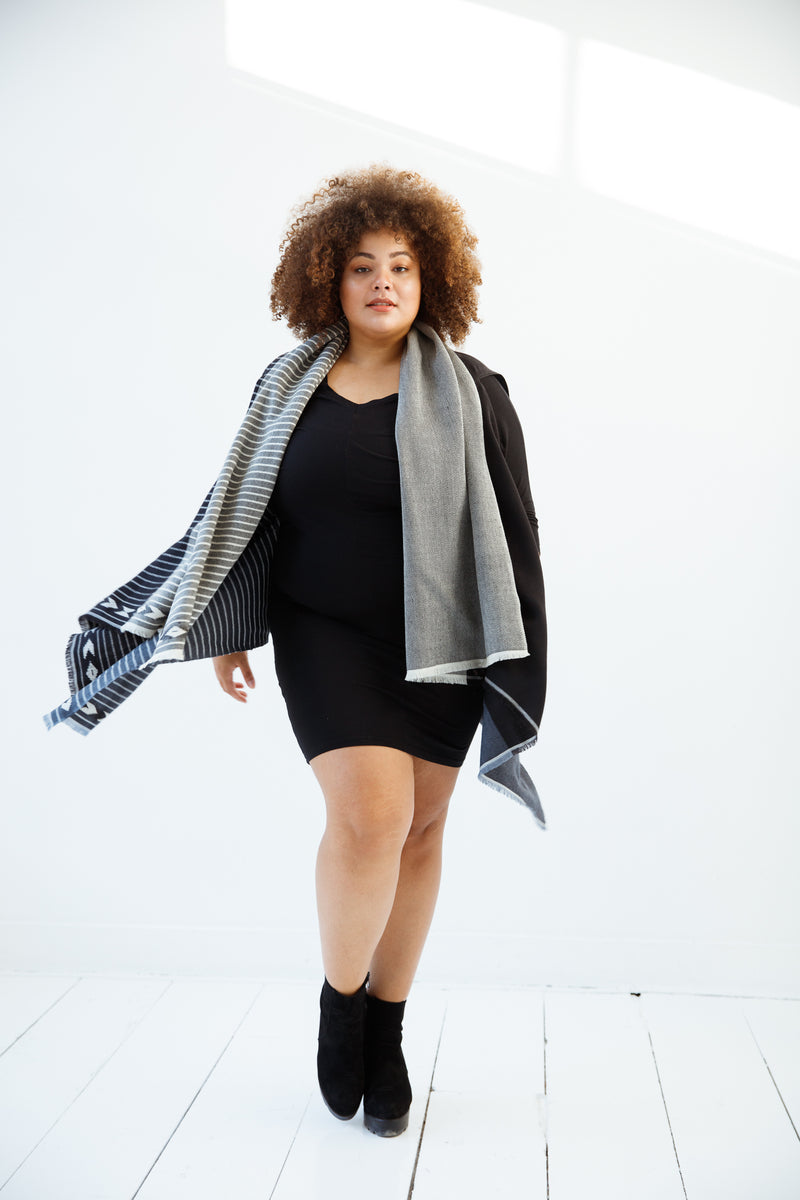 Plus size soft Wool Cape for curvy Women in Graphic Colours | JULAHAS